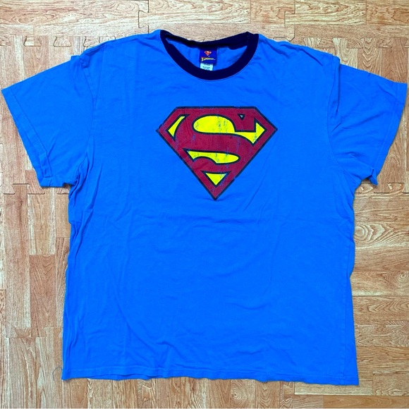 DC Comics | Shirts | Superman Ringer Tee Shirt Xl Graphic Logo Dc ...